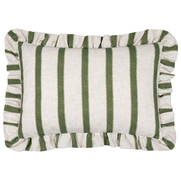 Connie Green Striped Ruffle Cushion Cover | Moss Cushions | Wylder ...