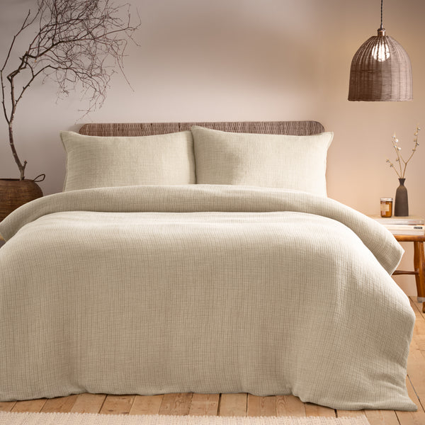 Ribble Beige Acid Washed Duvet Cover Set | Natural Bedding | Yard ...